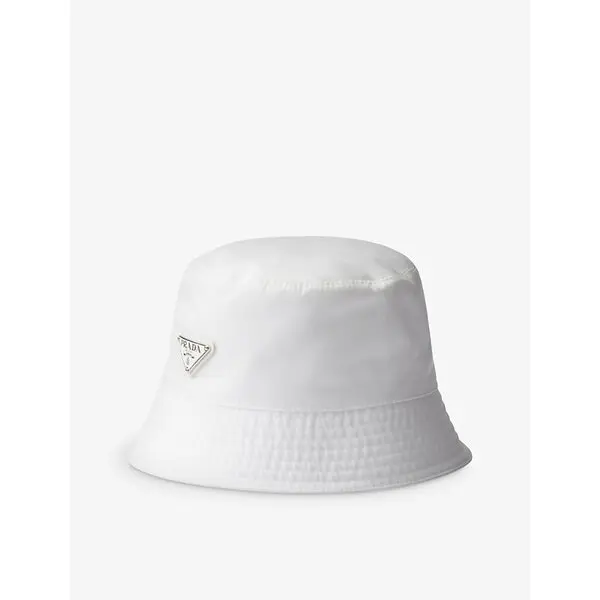 Prada Logo-plaque Nylon Bucket Hat - White
