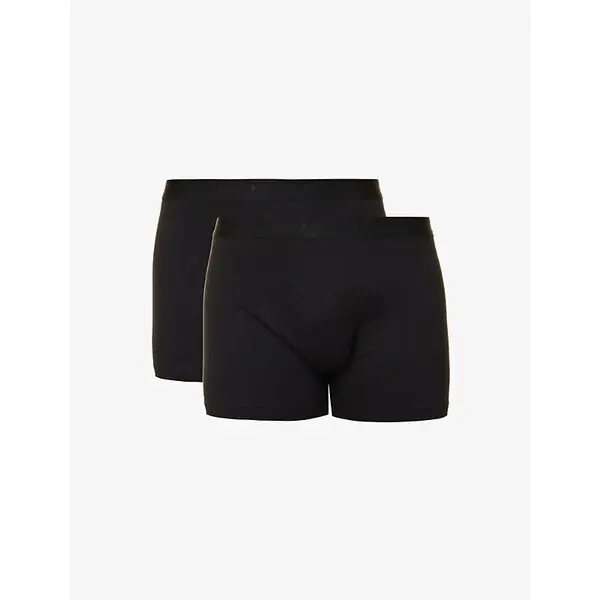 Falke Pack Of Two Stretch Cotton-blend Boxers - Black