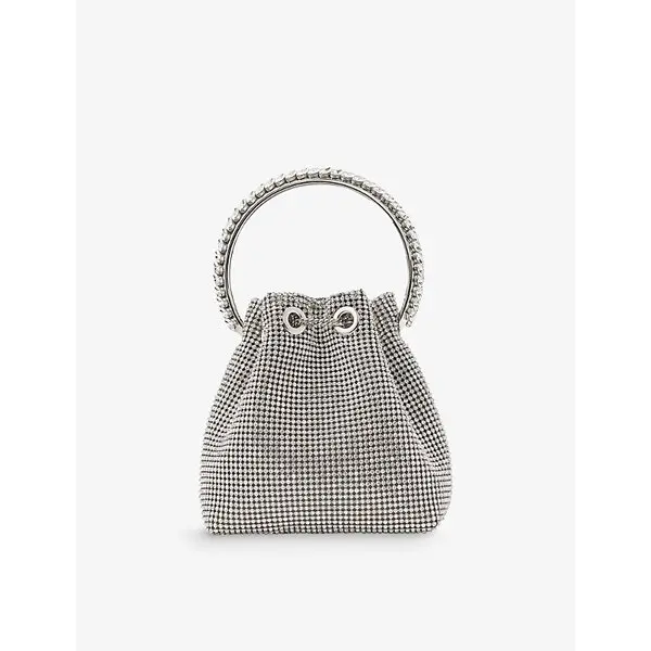 JIMMY CHOO Bon Bon Crystal-embellished Mesh Top-handle Bag - Silver