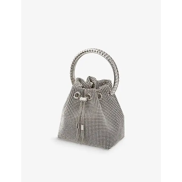 JIMMY CHOO Bon Bon Crystal-embellished Mesh Top-handle Bag - Silver
