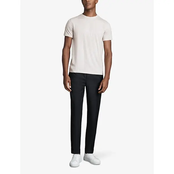 REISS Bless Marl-pattern Cotton-blend T-shirt - Wheat Melange