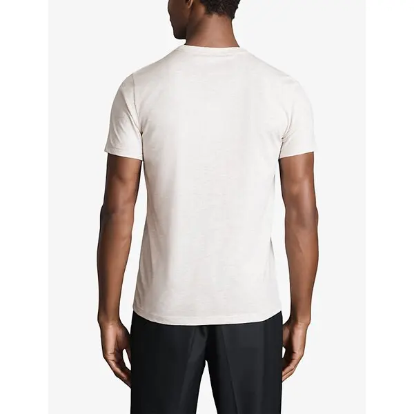 REISS Bless Marl-pattern Cotton-blend T-shirt - Wheat Melange