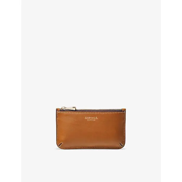 ASPINAL OF LONDON Ella Brand-embellished Leather Cardholder - Tan