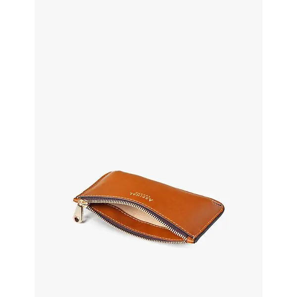 ASPINAL OF LONDON Ella Brand-embellished Leather Cardholder - Tan