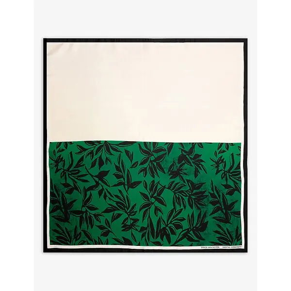 Dries Van Noten Graphic-print Silk Scarf - Santal Greenery