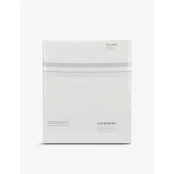THE WHITE COMPANY Cavendish Cotton Flat Sheet - White/silver