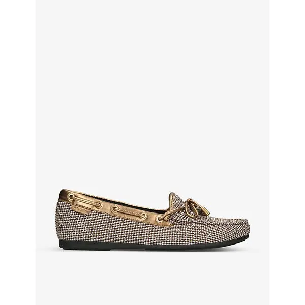Kurt Geiger Houndstooth Woven Moccasins - Beige