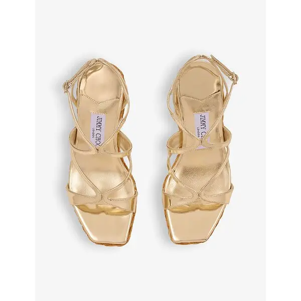 JIMMY CHOO Ayla 110 Contrast-sole Leather Heeled Sandals - Gold