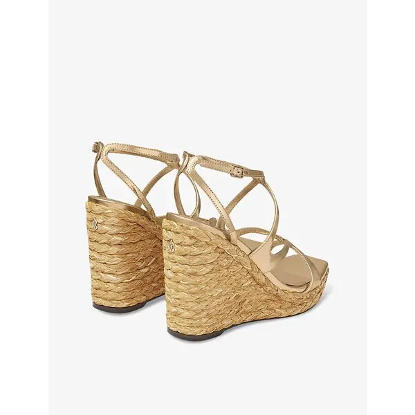JIMMY CHOO Ayla 110 Contrast-sole Leather Heeled Sandals - Gold