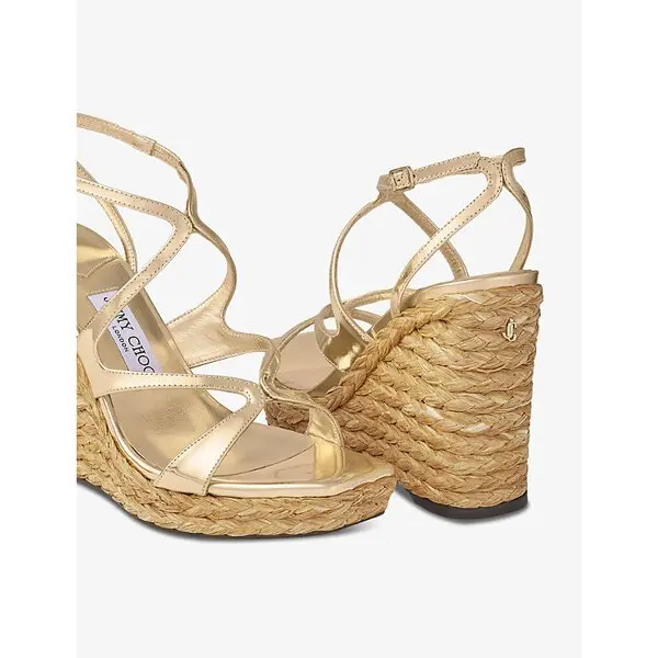 JIMMY CHOO Ayla 110 Contrast-sole Leather Heeled Sandals - Gold