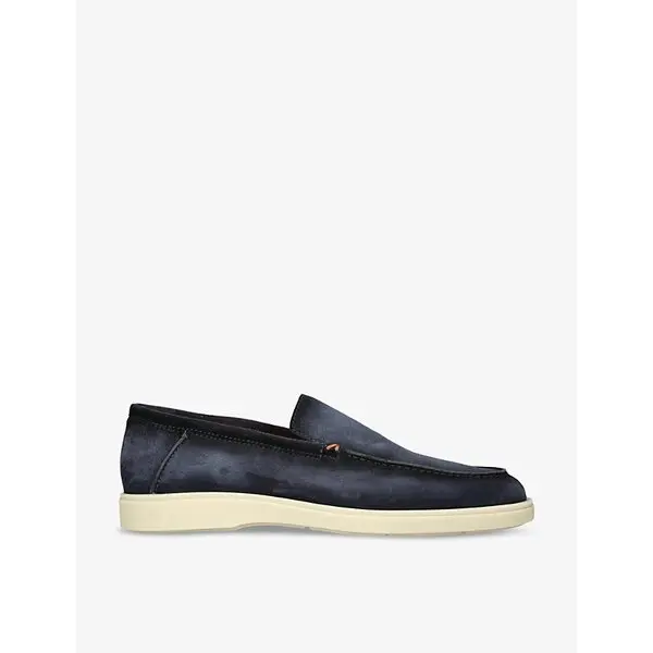 Santoni Detroit Contrast-sole Suede Loafers - Navy