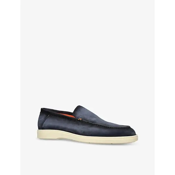 Santoni Detroit Contrast-sole Suede Loafers - Navy