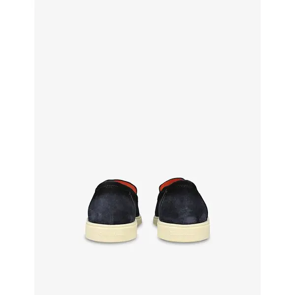 Santoni Detroit Contrast-sole Suede Loafers - Navy