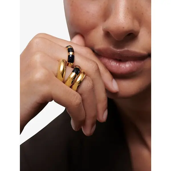 Monica Vinader X Kate Young Onyx Ring - Yellow Gold