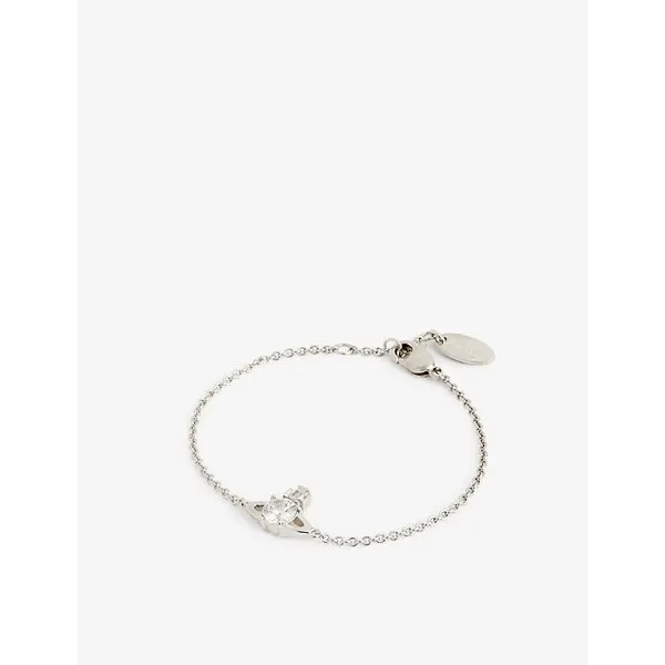 VIVIENNE WESTWOOD Reina Orb Brass And Cubic Zirconia Bracelet - Platinum / White Cz