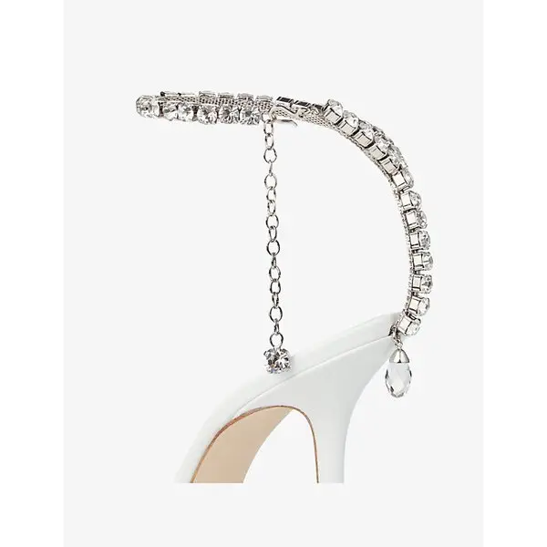 JIMMY CHOO Saeda 100 Crystal-embellished Heeled Courts - White/crystal