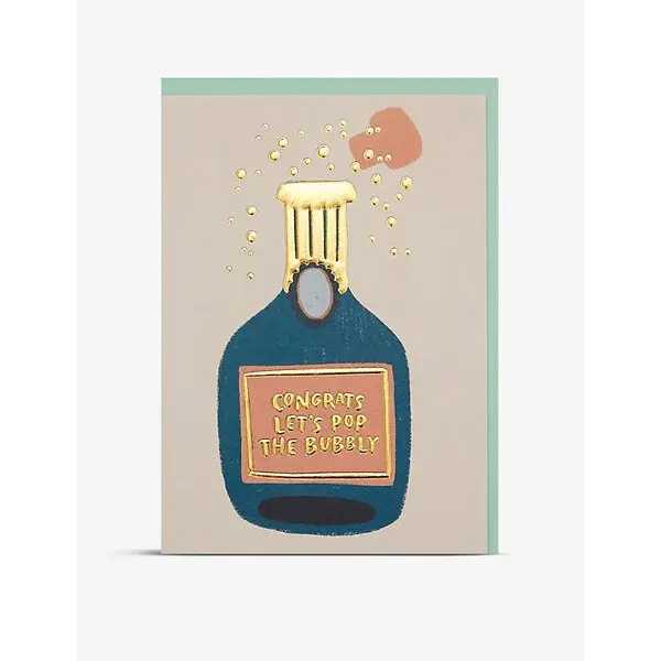 RASPBERRY BLOSSOM Congrats Let's Pop The Bubbly Greetings Card - One-color