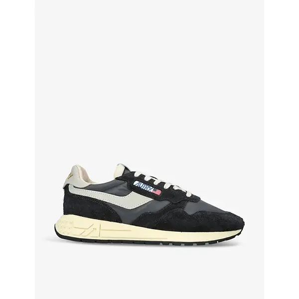 AUTRY Reelwind Brand-embroidered Leather And Nylon Low-top Trainers - Black