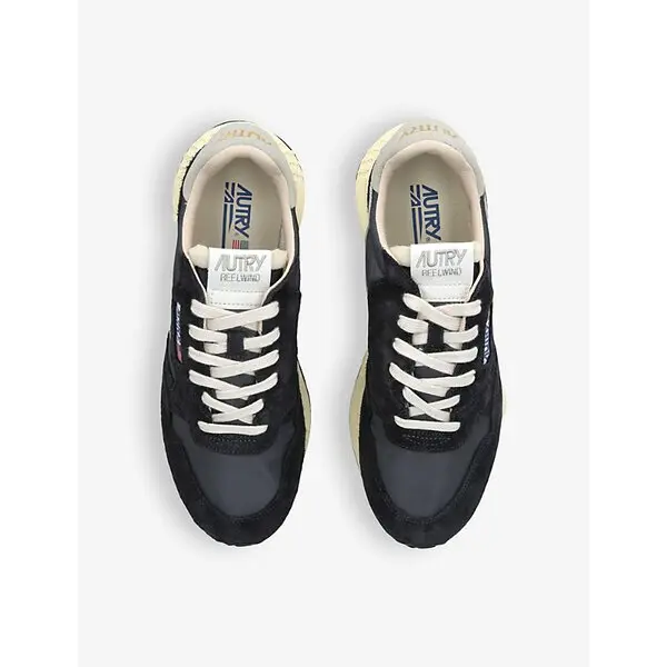 AUTRY Reelwind Brand-embroidered Leather And Nylon Low-top Trainers - Black