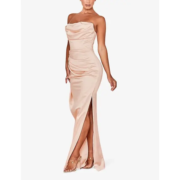 white christmas dresses House of CB Seren Vintage Cream Floral Lace Back Maxi Dress main image 0