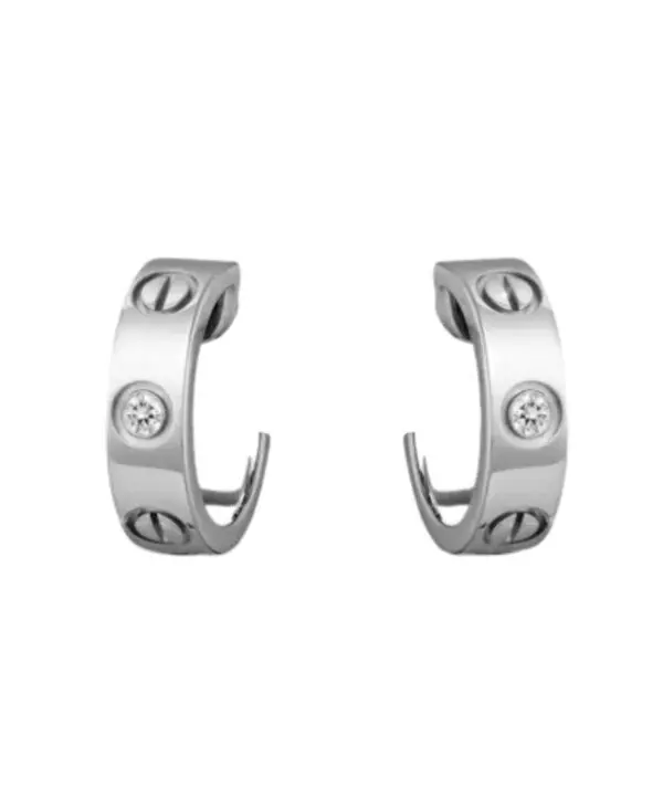 CARTIER Love 18ct White Gold Diamond Studded Earrings - One-color
