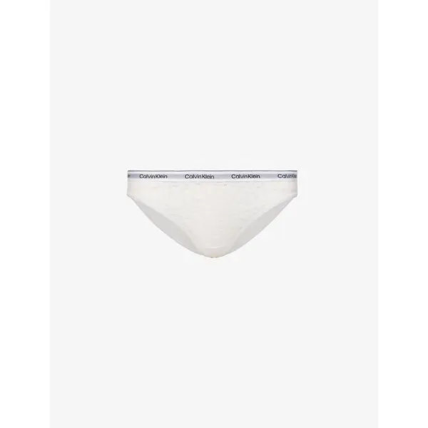 Calvin Klein Modern Logo-embroidered Stretch-lace Briefs - White
