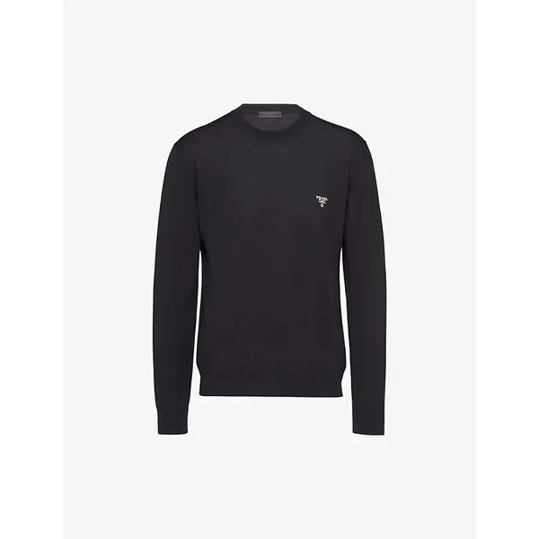 Prada Superfine Crewneck Wool Sweatshirt - Black