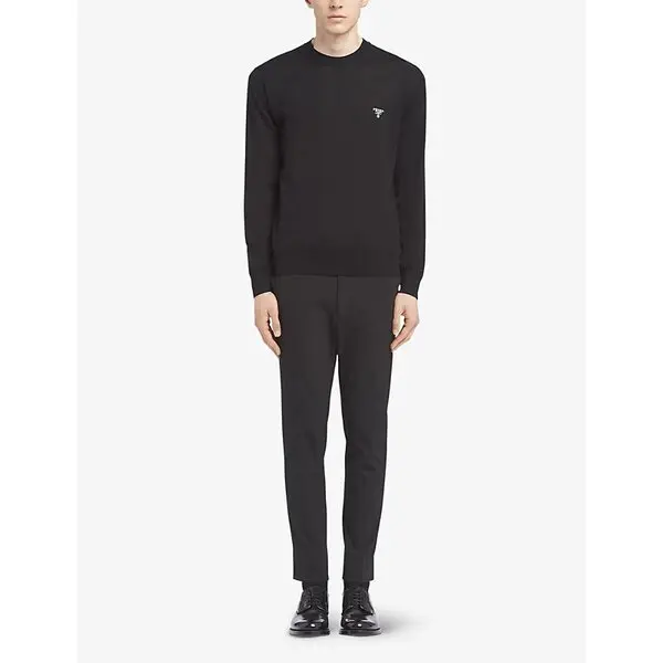 Prada Superfine Crewneck Wool Sweatshirt - Black