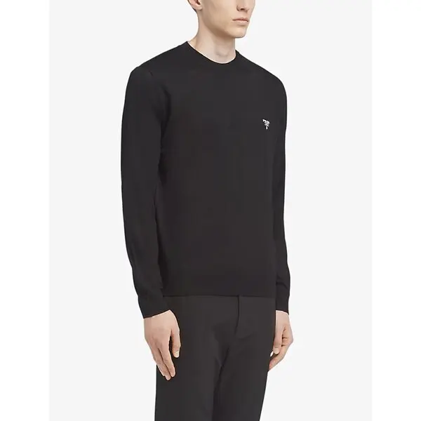 Prada Superfine Crewneck Wool Sweatshirt - Black