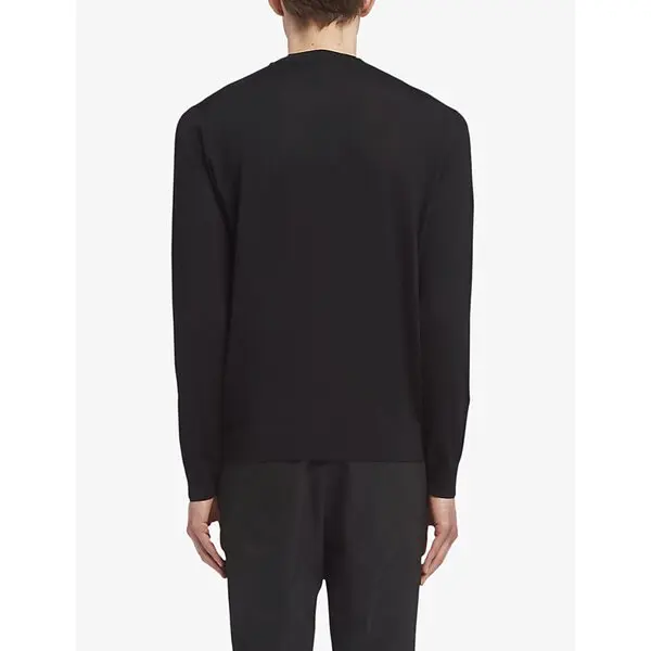 Prada Superfine Crewneck Wool Sweatshirt - Black