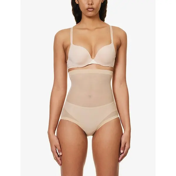 Wolford High-rise Stretch-tulle Briefs - Clay