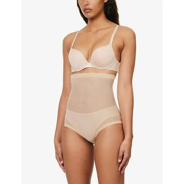 Wolford High-rise Stretch-tulle Briefs - Clay