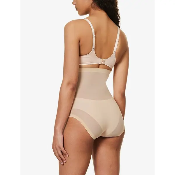 Wolford High-rise Stretch-tulle Briefs - Clay