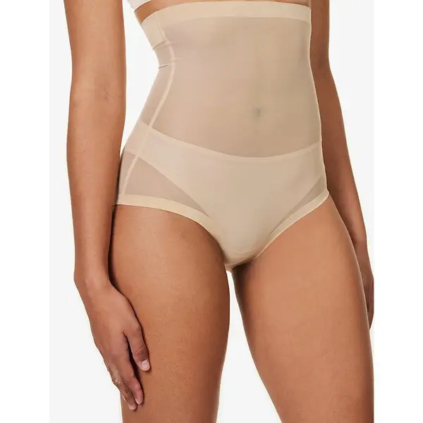 Wolford High-rise Stretch-tulle Briefs - Clay