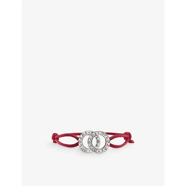 BVLGARI Sterling Silver And Fabric Bracelet - Red
