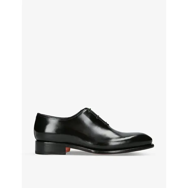 Santoni Carter Wholecut Leather Oxford Shoes - Black
