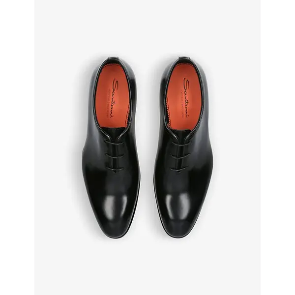 Santoni Carter Wholecut Leather Oxford Shoes - Black