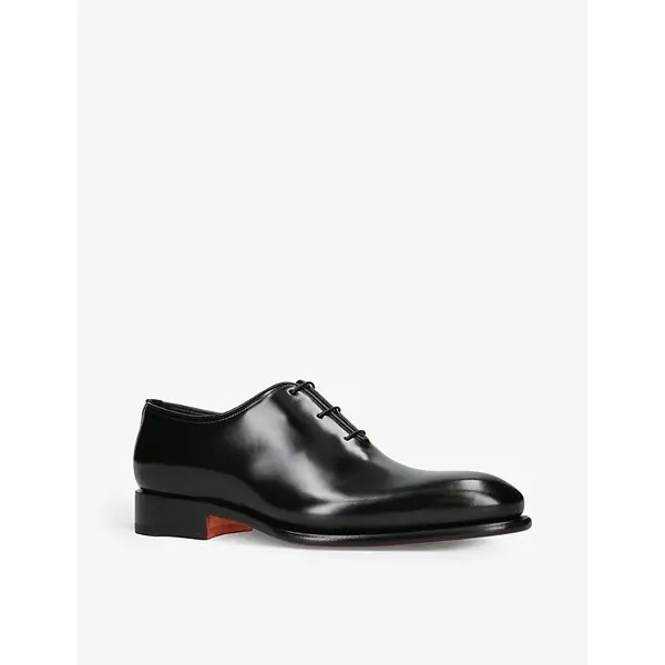 Santoni Carter Wholecut Leather Oxford Shoes - Black
