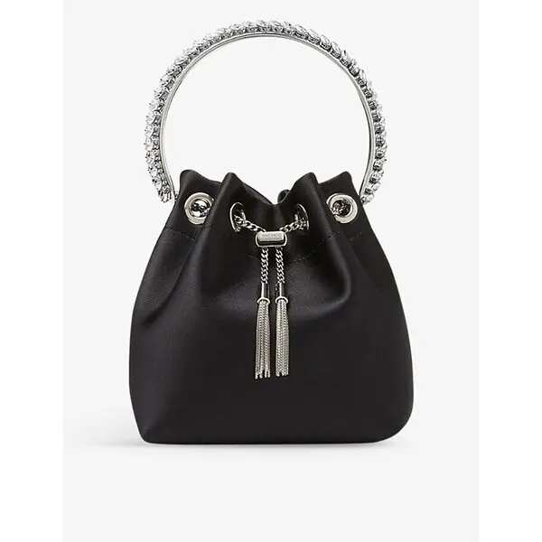 JIMMY CHOO Bon Bon Satin Cross-body Bag - Black/crystal