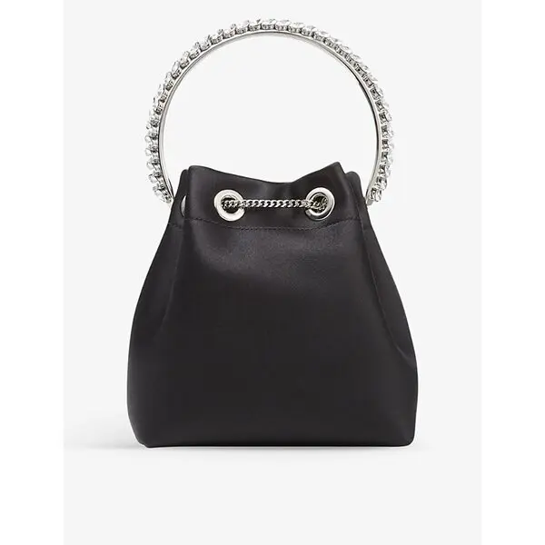 JIMMY CHOO Bon Bon Satin Cross-body Bag - Black/crystal
