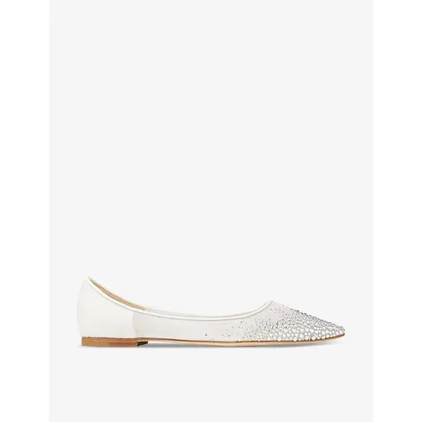 JIMMY CHOO Love Crystal-embellished Mesh Flats