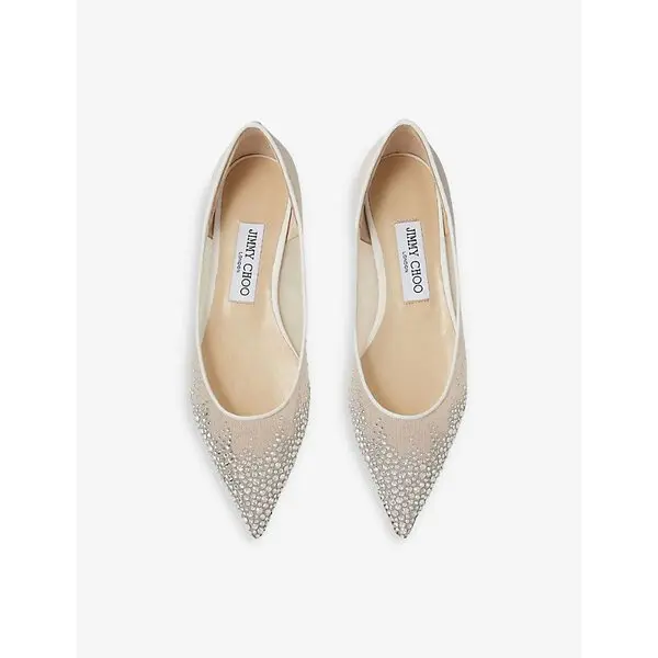 JIMMY CHOO Love Crystal-embellished Mesh Flats