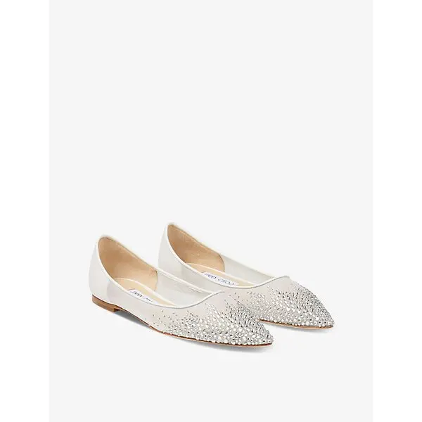 JIMMY CHOO Love Crystal-embellished Mesh Flats