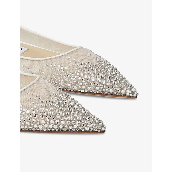 JIMMY CHOO Love Crystal-embellished Mesh Flats