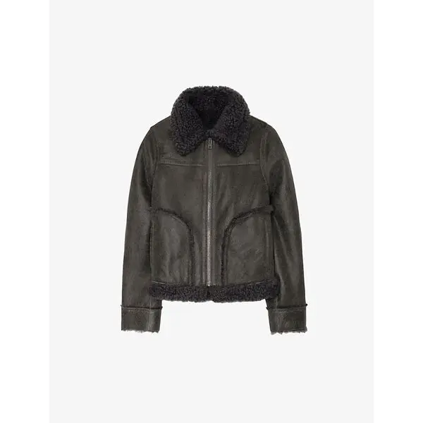 Zadig&Voltaire Kady Shearling And Leather Jacket - Anthracite