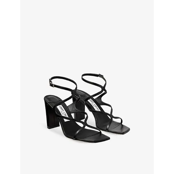 JIMMY CHOO Azie 85 Leather Heeled Sandals - Black