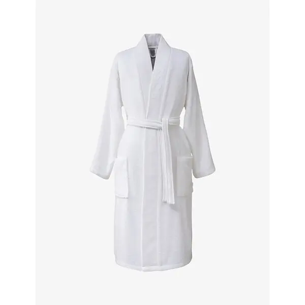 BOSS Logo-embroidered Kimono Terry Cotton Dressing Gown - Ice