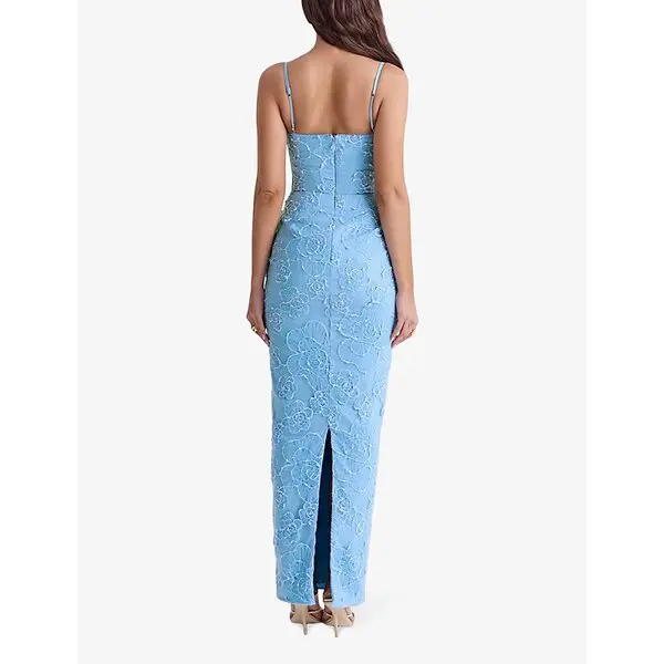 tuscan blue embroidered floral maxi dress House Of Cb Floral-Embroidered Maxi Dress - Tuscan Blue - 5% Off