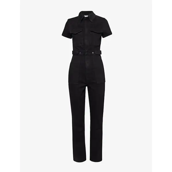 Good American Straight-leg Stretch-denim Jumpsuit - Black099