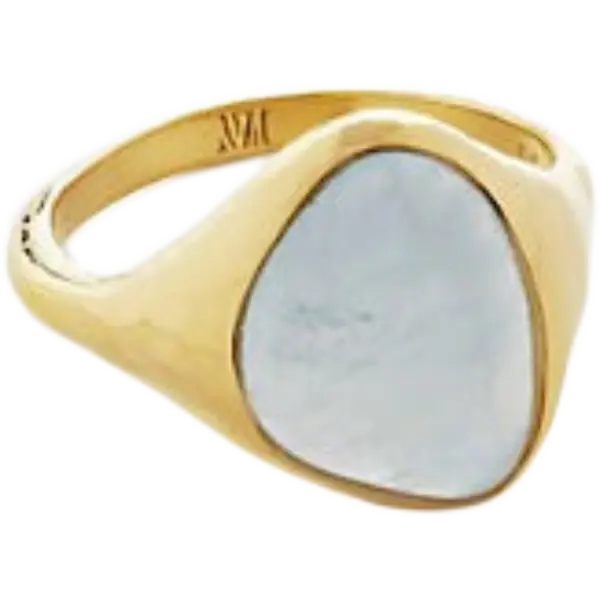 Monica Vinader Rio Aquamarine Signet Ring - Gold